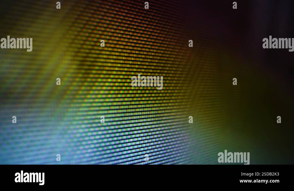 light blue glowing pixels on LCD screen of new TV with movie Stock ...