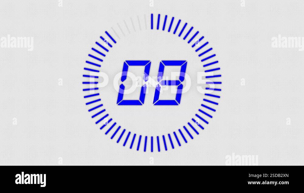 Digital countdown clock, 10 seconds with numbers and circle marking ...