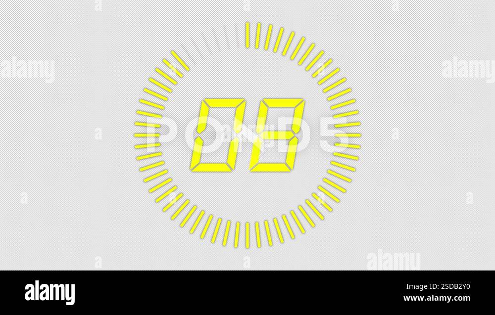 Digital countdown clock, 10 seconds with numbers and circle marking ...