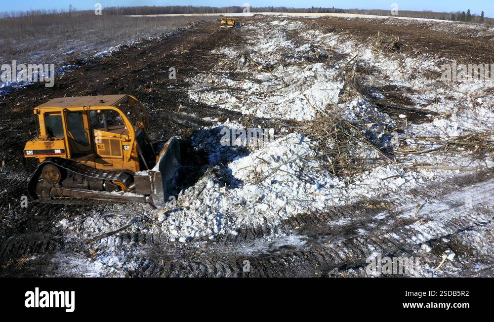 Bull Dozer clearing bush to make farmland for new crops to be platned ...