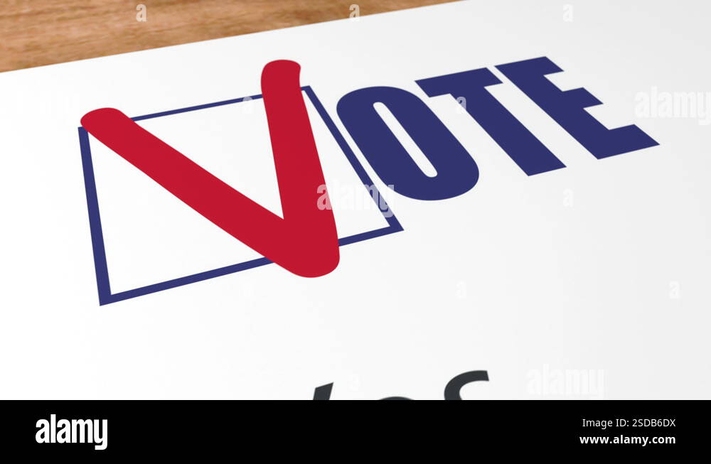 Red No tick in ballot checkbox, ballot voting and elections animation ...