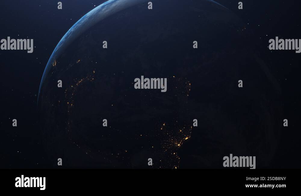 Earth orb with clouds animation and turn in pan around the earth from ...