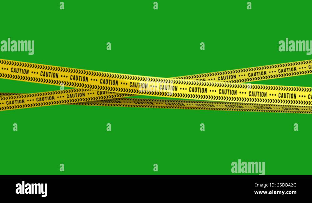 Police crime scene ribbons motion graphics with green screen background ...