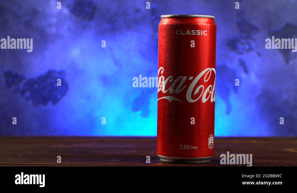 Moscow, Russia - April 2020 : Coca-Cola soft drink in red can. Soda ...