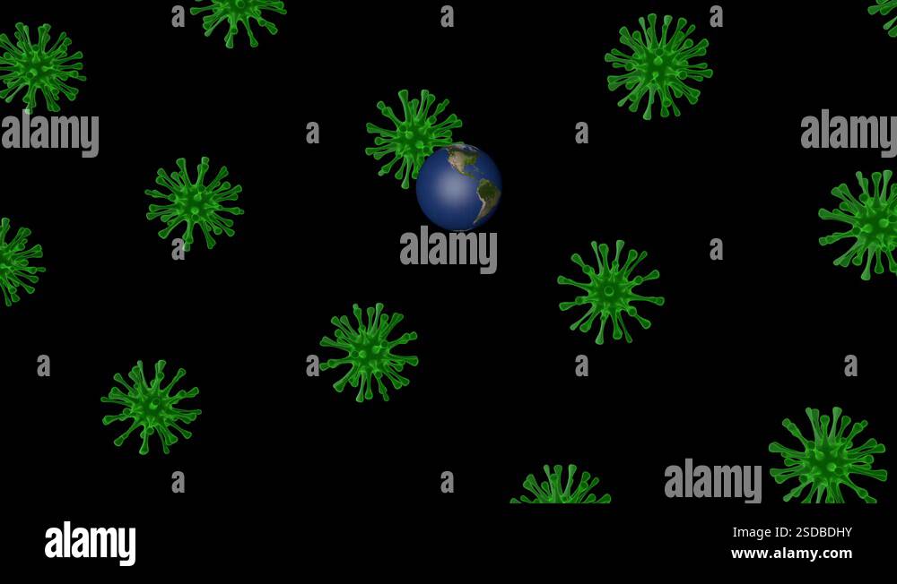 Big red virus rotating with absorbed earth inside. coronavirus spread ...
