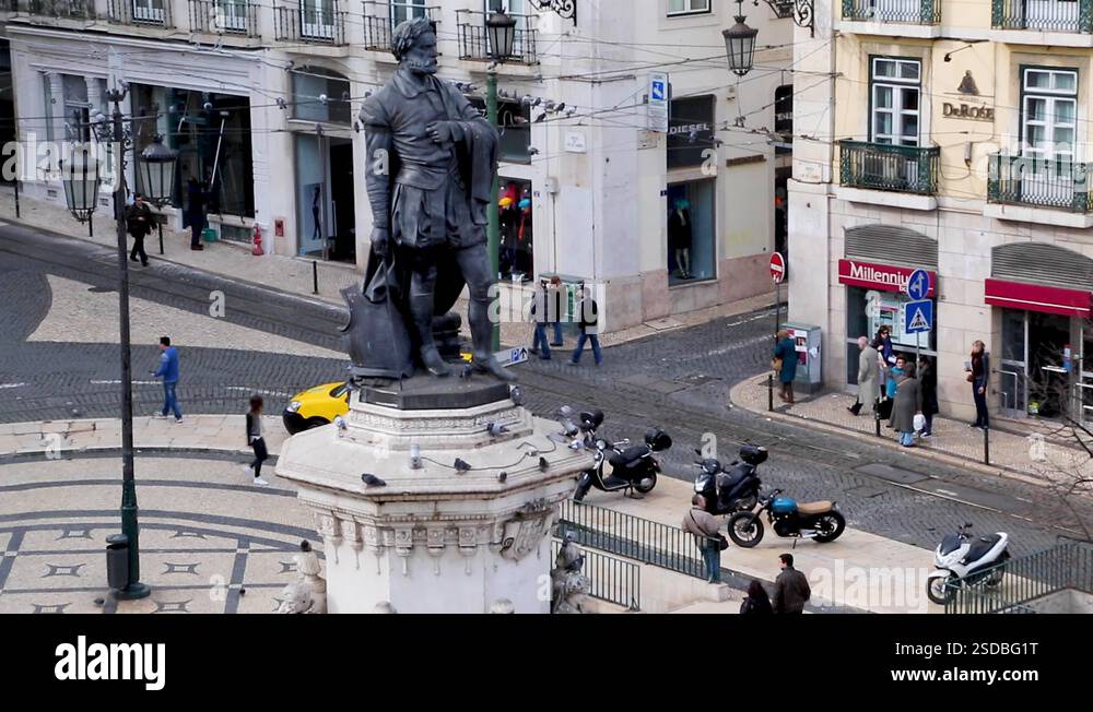 Statue of Portuguese poet Luis de Camoes at Praça Camoes in the center ...
