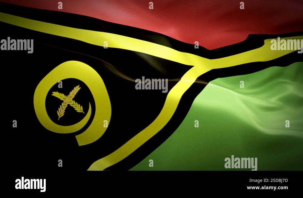 Vanuatu waving flag. National 3d Vanuatuan flag waving. Sign of Vanuatu ...