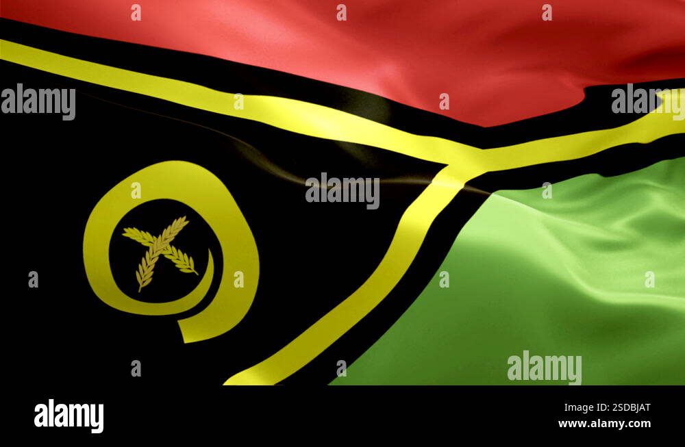 Vanuatu waving flag. National 3d Vanuatuan flag waving. Sign of Vanuatu ...