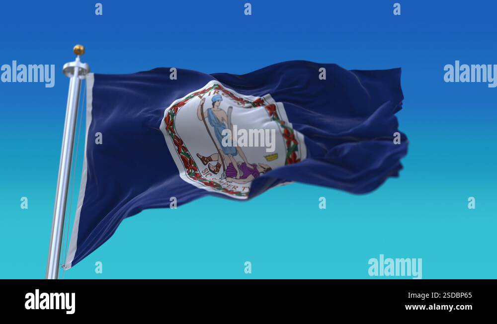4k Virginia flag,State in United States America,cloth texture loop ...