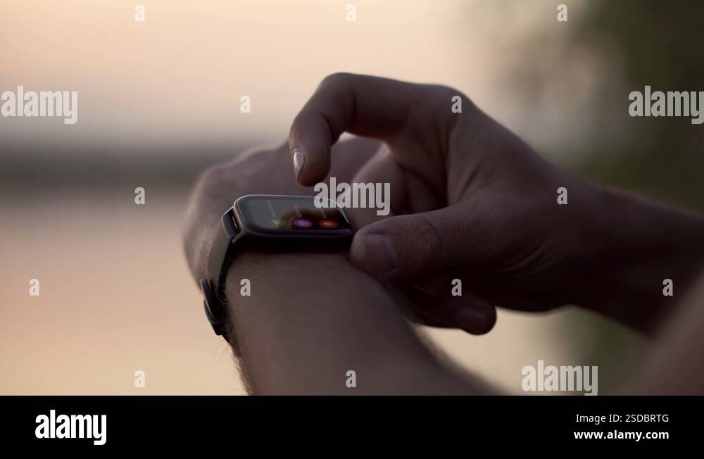 Scrolling On Smartwatch Display. Smart Watch Wearable Wristband ...