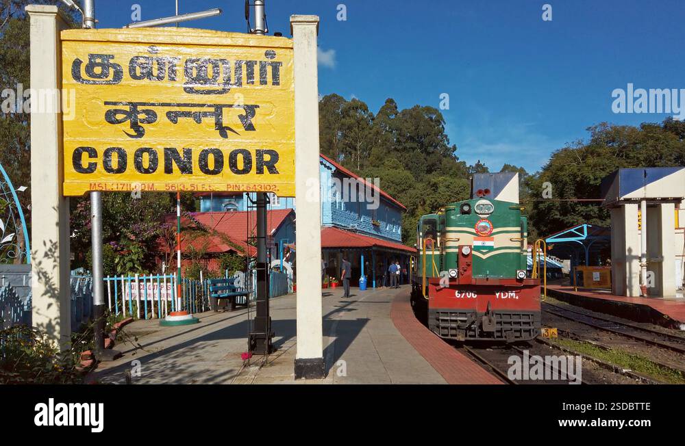 View of Coonoor train station, as part of Nilgiri mountain railway ...