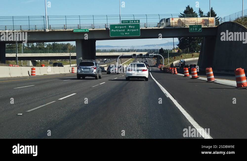 Airport Way Freeway Road Sign, Direction to PDX Airport Portland USA ...