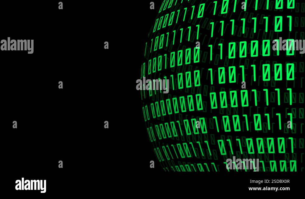 Half Sphere Binary Number Matrix Animation on Black Background Stock ...