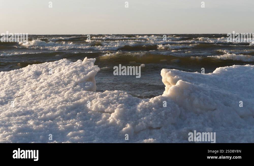 Cold storm waves crashing, Denmark strait, slow motion Stock Video ...