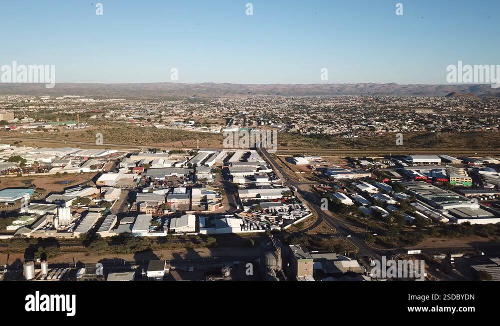 4K aerial video of Namibia Breweries beer factory in Windhoek, Namibia ...