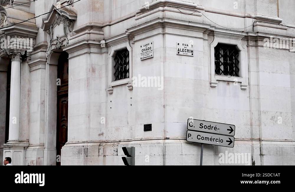 Street signs at Rua do Alecrim, in the center of Lisbon, Portugal Stock ...