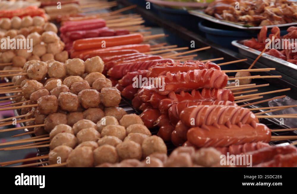 Bangkok street food on display Stock Video Footage - Alamy