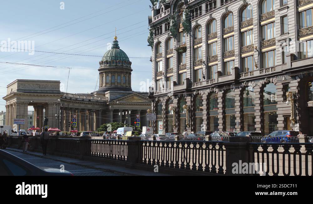 Famous Kazan cathedral, The Griboedov Channel and Old Singer House in ...