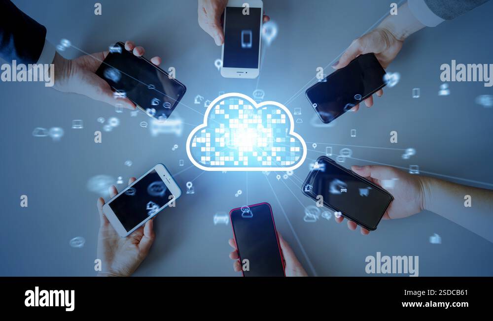 Cloud computing concept. Software as a Service. SaaS. Communication ...