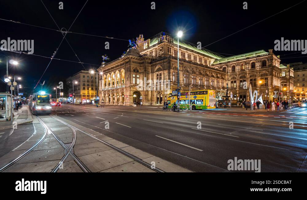 Timelapse View of Traffic Around Historical Landmark Vienna State Opera ...