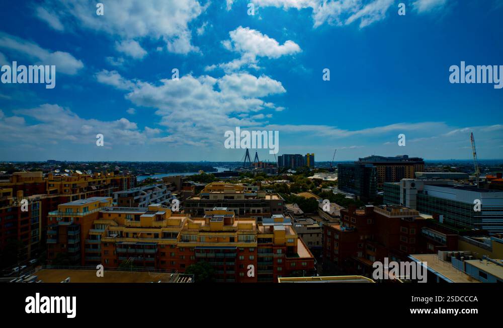 A timelapse of panoramic cityscape at the downtown in Sydney high angle ...