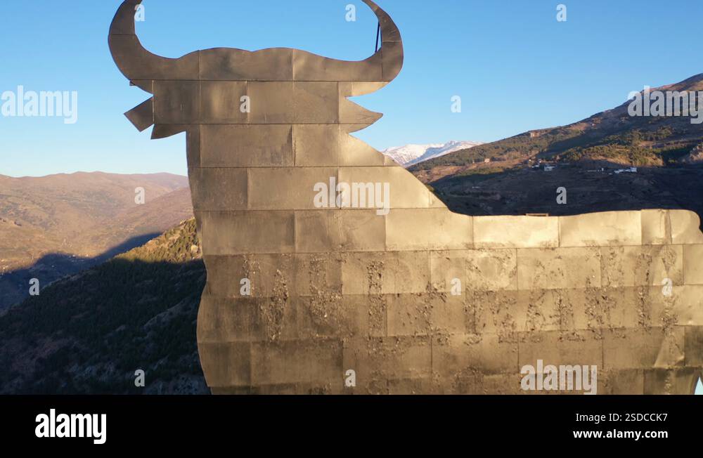 Golden Symbol Bull of Spain Road signs in Andalusia Close Shoot Stock ...