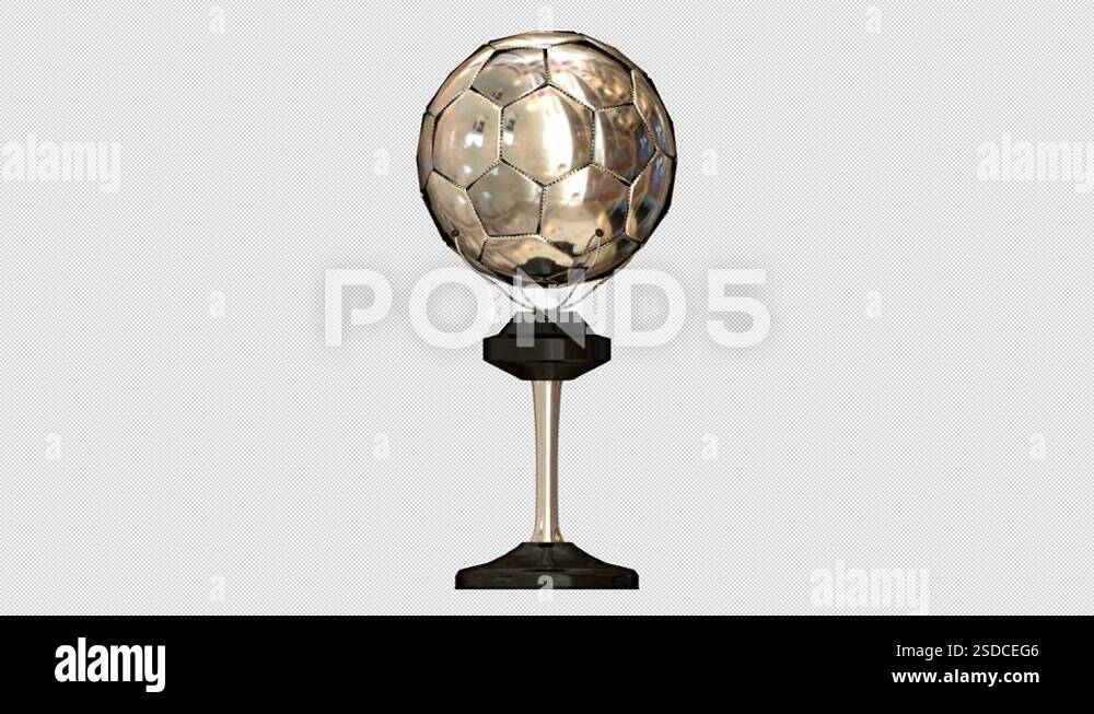Animated spinning whole silver soccer trophy with black stand and ...