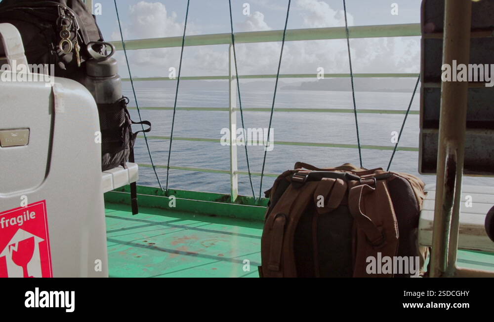 Parcel And Luggage Loaded In A Ship Sailing In The Ocean With ...
