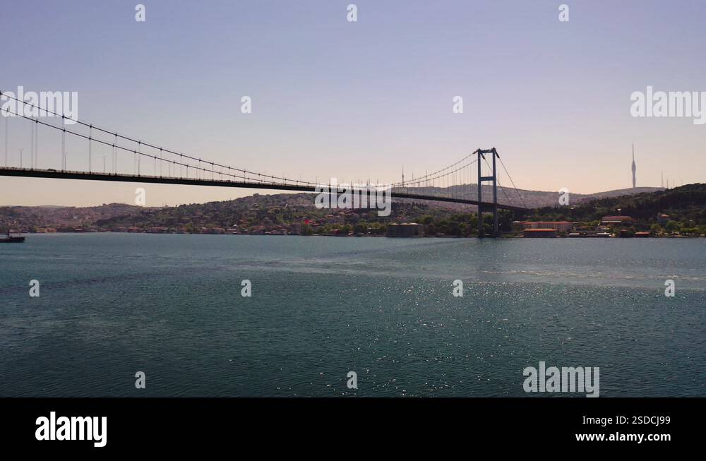 15 July Martyrs Bridge, Bosphorus Bridge from Sky Aerial view. Istanbul ...