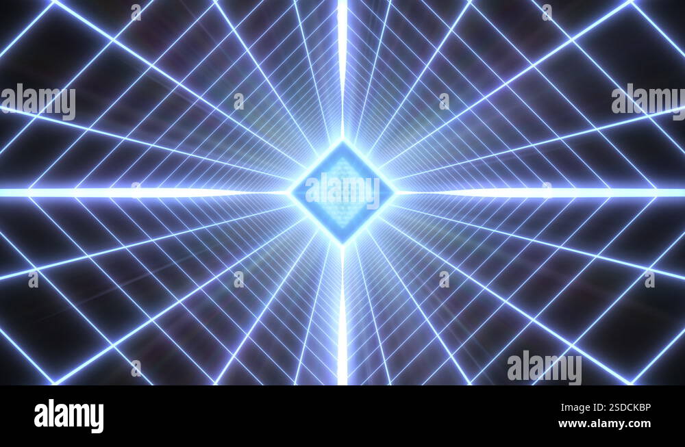 Synthwave Neon Laser Grid Tunnel and Retro 80s Wireframe Octahedron ...