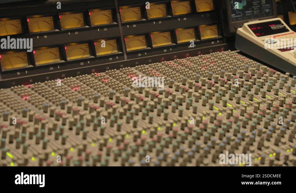 Analog Mixing Console Soundboard In A Studio - panning shot Stock Video ...