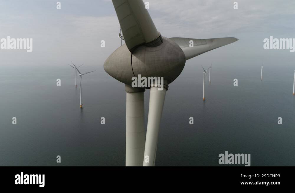 Aerial close up footage of a wind turbine front 4k Stock Video Footage ...