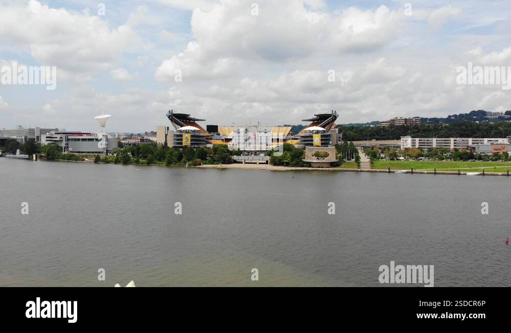 Drone Aerial of Heinz Football Stadium, Pittsburgh, Pennsylvania USA ...
