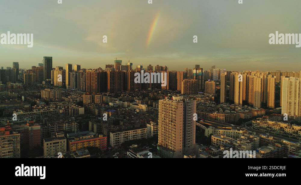 Sunset Chengdu City urban landscape Stock Video Footage - Alamy