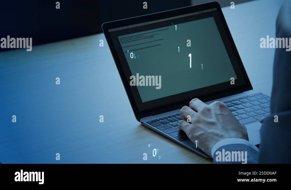 Digital Transformation Concept Binary Code Programming Stock Video