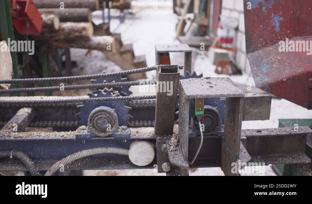 Production of timber from wood. Woodworking. Machining logs. The logs ...