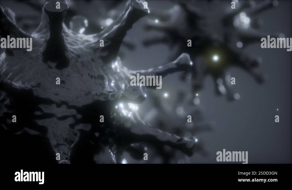 Bacteria virus or germs microorganism cells under microscope with depth ...