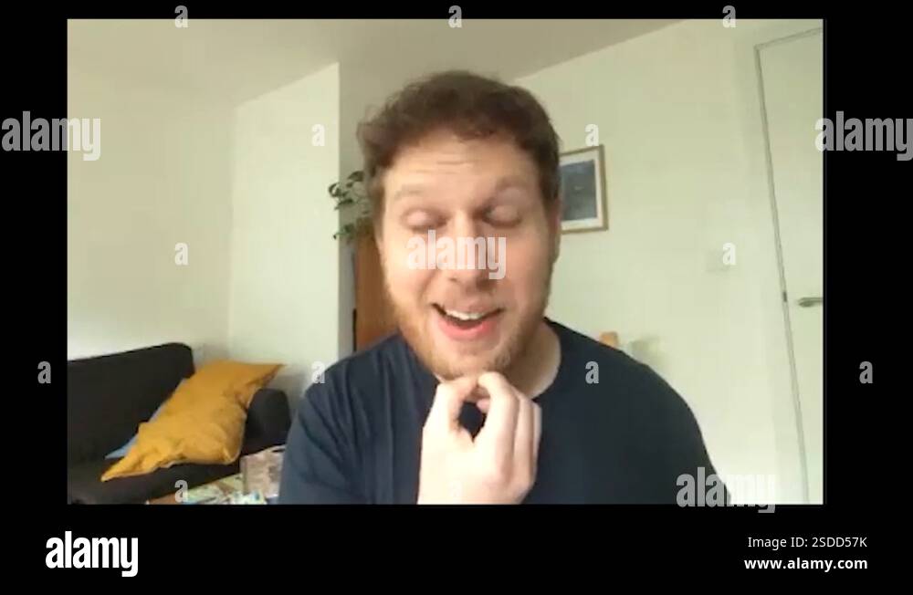 Thomas Coombes is interviewed on video call for his TV show 'Save Me ...