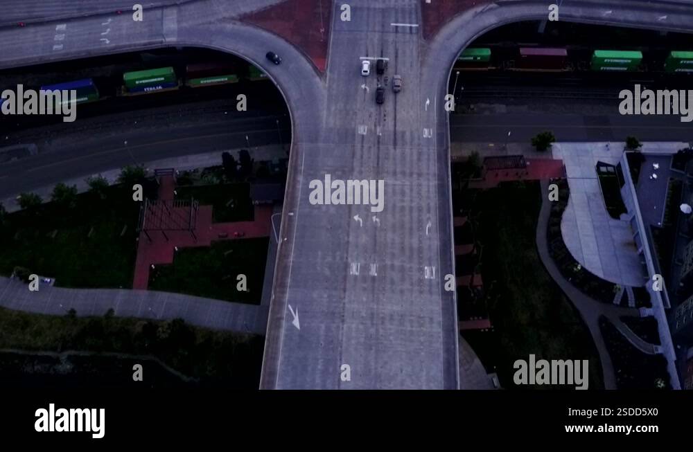 Freeway Intersection Over The Rail Tracks In Downtown Tacoma ...