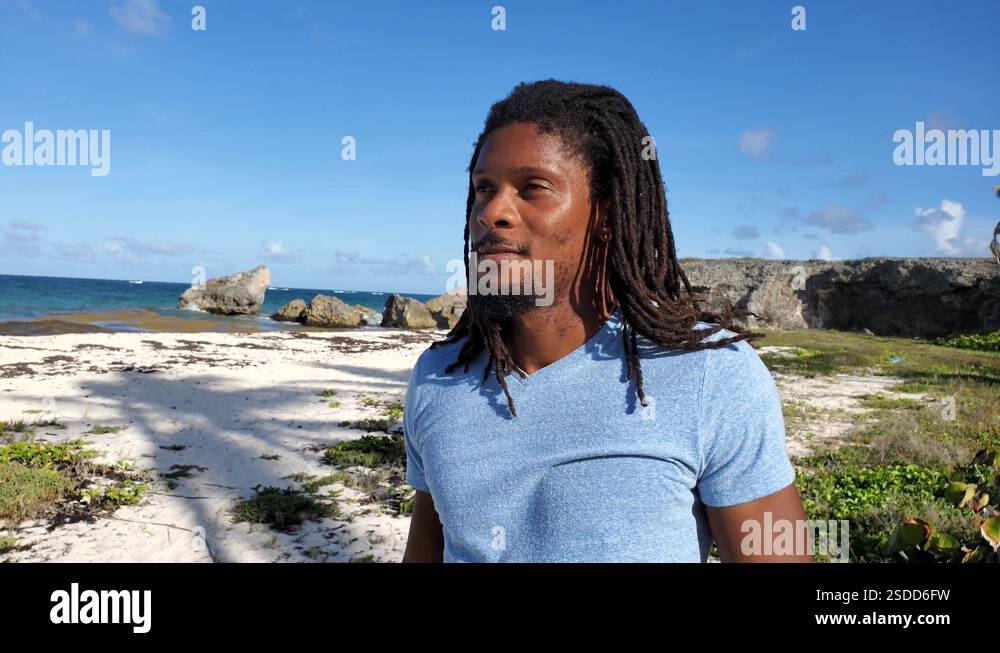 Black African American deadlock man laugh in nature setting, 4k Stock ...