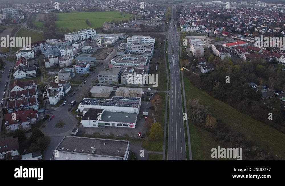 Empty german streets in times of the Covid-19 Crisis filmed from drone ...