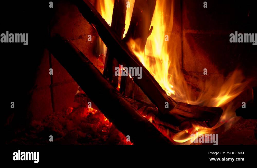 Time Lapse of Wood Burning in a Fireplace Turning to Ash Stock Video ...