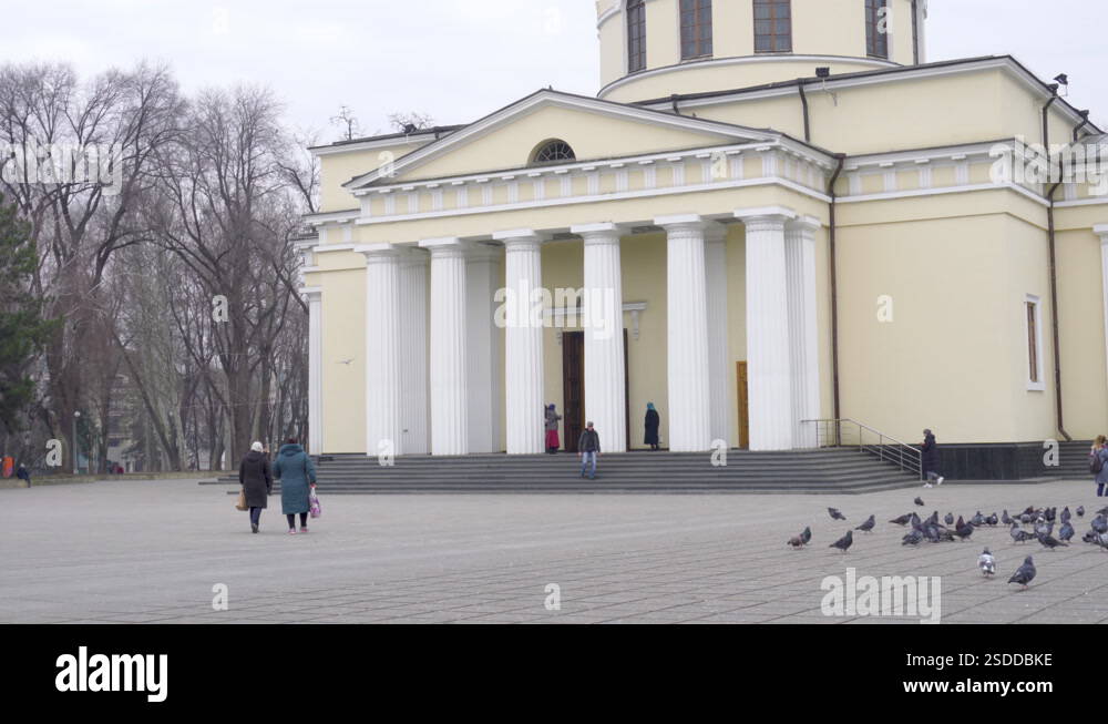 Chisinau - people walking in Cathedral Park in front of The Cathedral ...