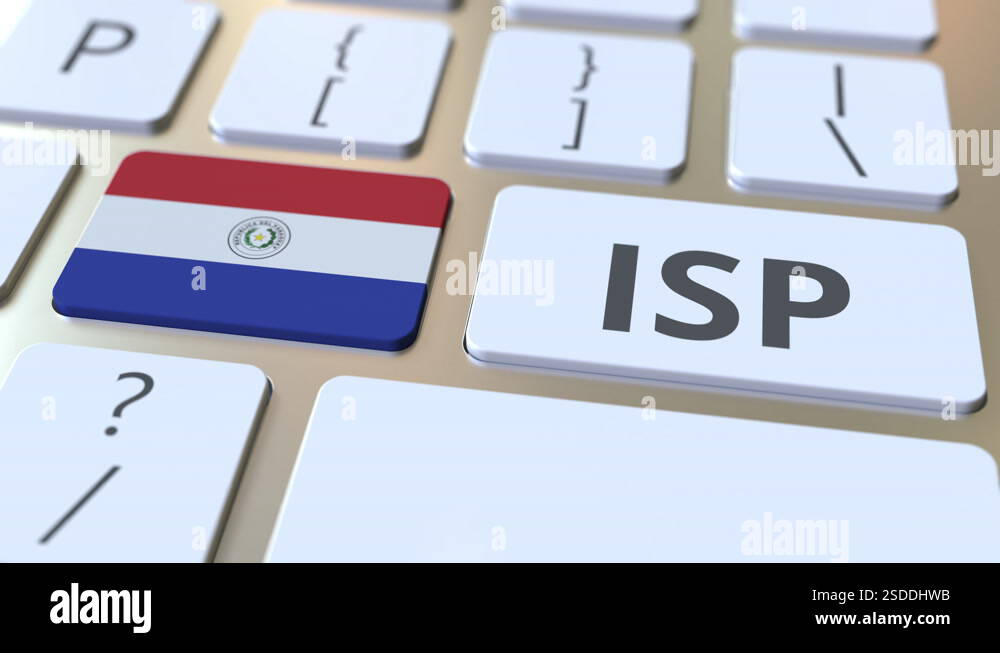 ISP or Internet Service Provider text and flag of Paraguay on the ...