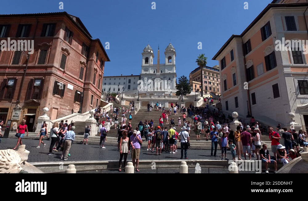 4K: Spanish Steps in Rome, Italy. Popular Tourist Landmark in Italy ...