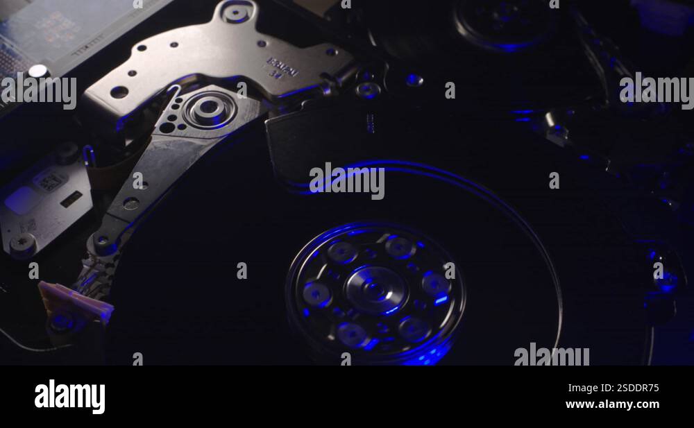 Slowly spinning Hard Disk, platter of Hard Drive turning slowly ...