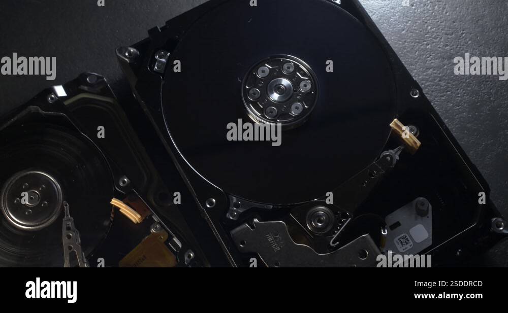 Large and small Hard Drive storage. Hard Disk spinning up and stopping ...