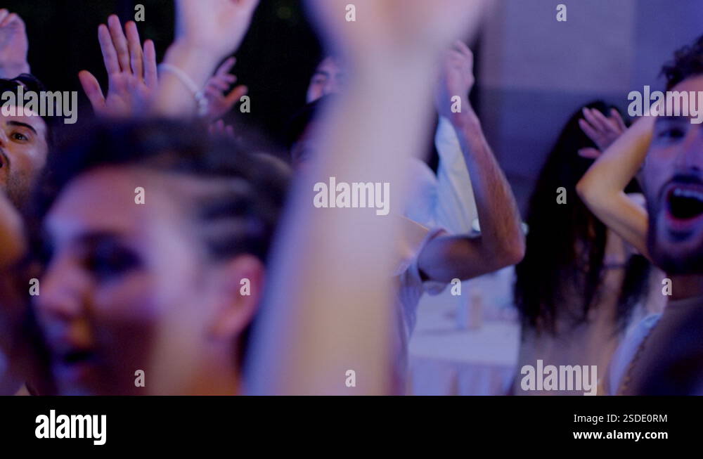 Crowd or group of white dressed young, stylish multi-ethnic people ...