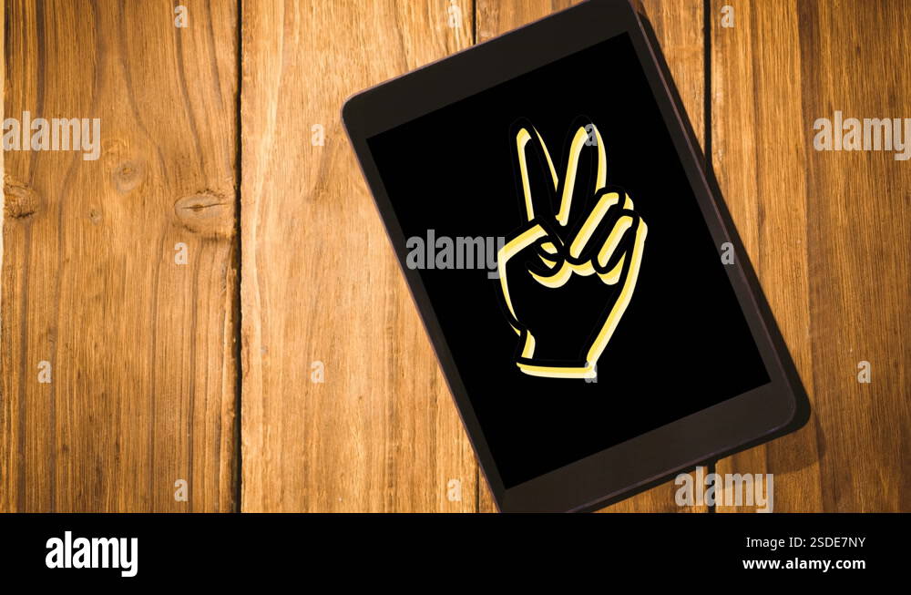 Animation of hand icon flickering and changing colours on screen of a ...