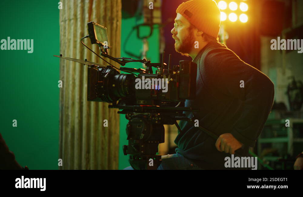 Film Studio People Shooting Historic Drama Movie on Green Screen Actors ...